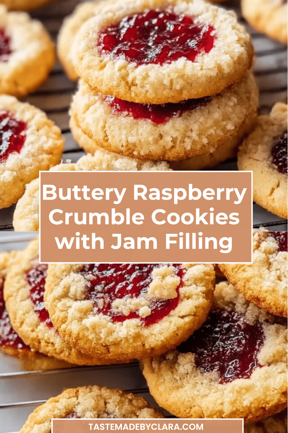 Buttery Raspberry Crumble Cookies with Jam Filling